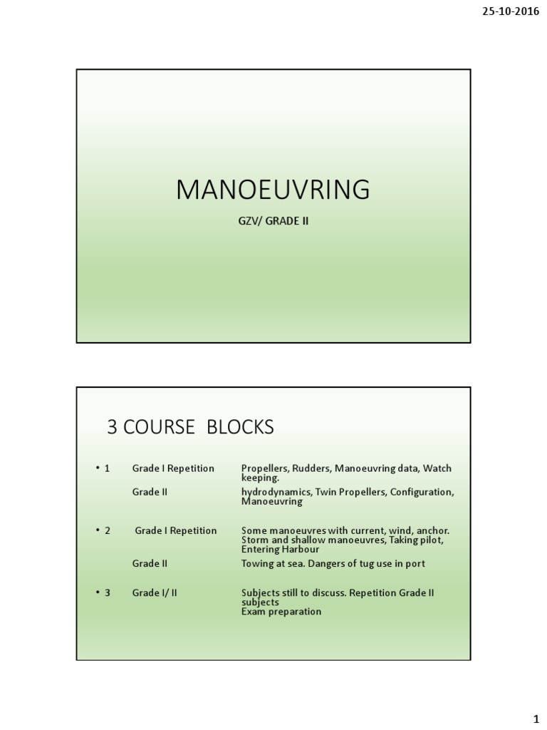 Manoeuvring 2nd Grade Handout Blocki PDF | PDF | Propeller | Rudder