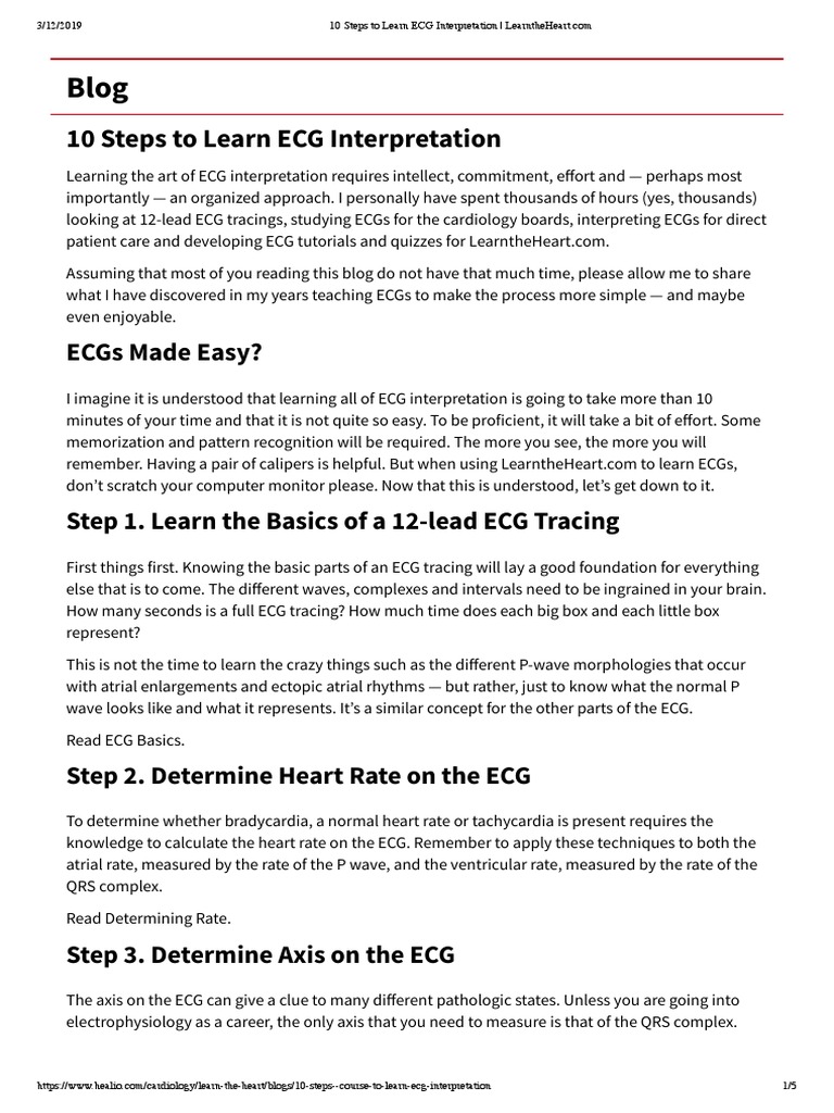 10 Steps To Learn ECG Interpretation | PDF | Electrocardiography ...