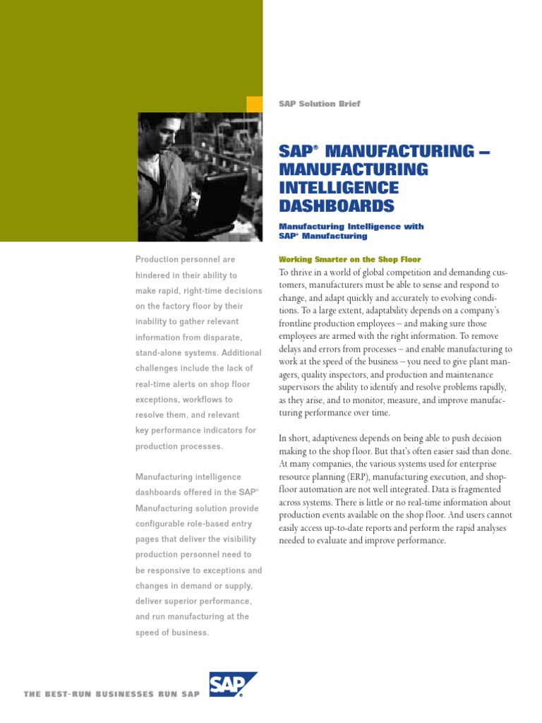 SAP Manufacturing Manufacturing Intelligence Dashboards | PDF ...