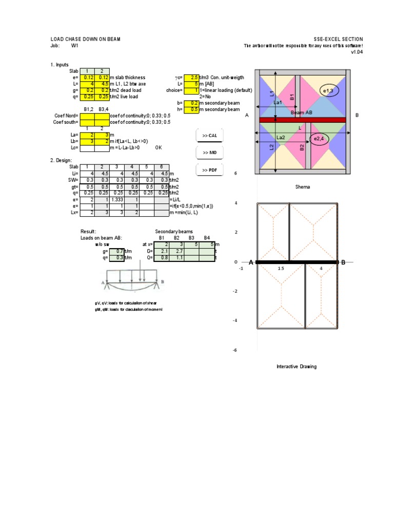 Load Chase Down On Beam Sse-Excel Section: E1,3 La1 Beam AB | PDF
