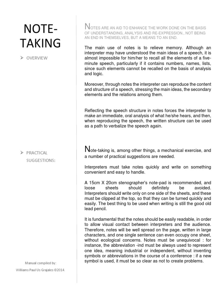 Manual For Note-Taking | PDF | Survey Methodology | Symbols