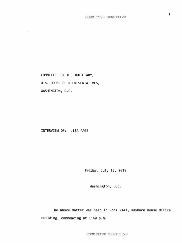 Lisa Page Interview Day 1 | PDF | Perjury | Justice