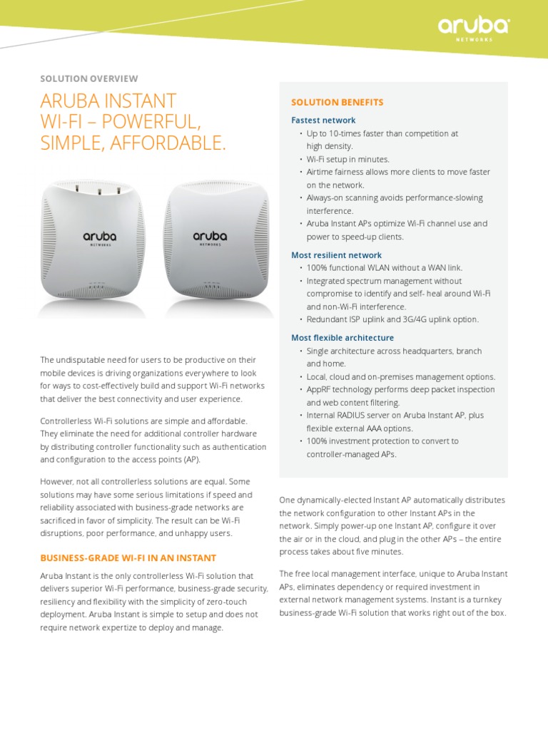 Aruba Solution Brief | PDF | Wi Fi | Computer Network