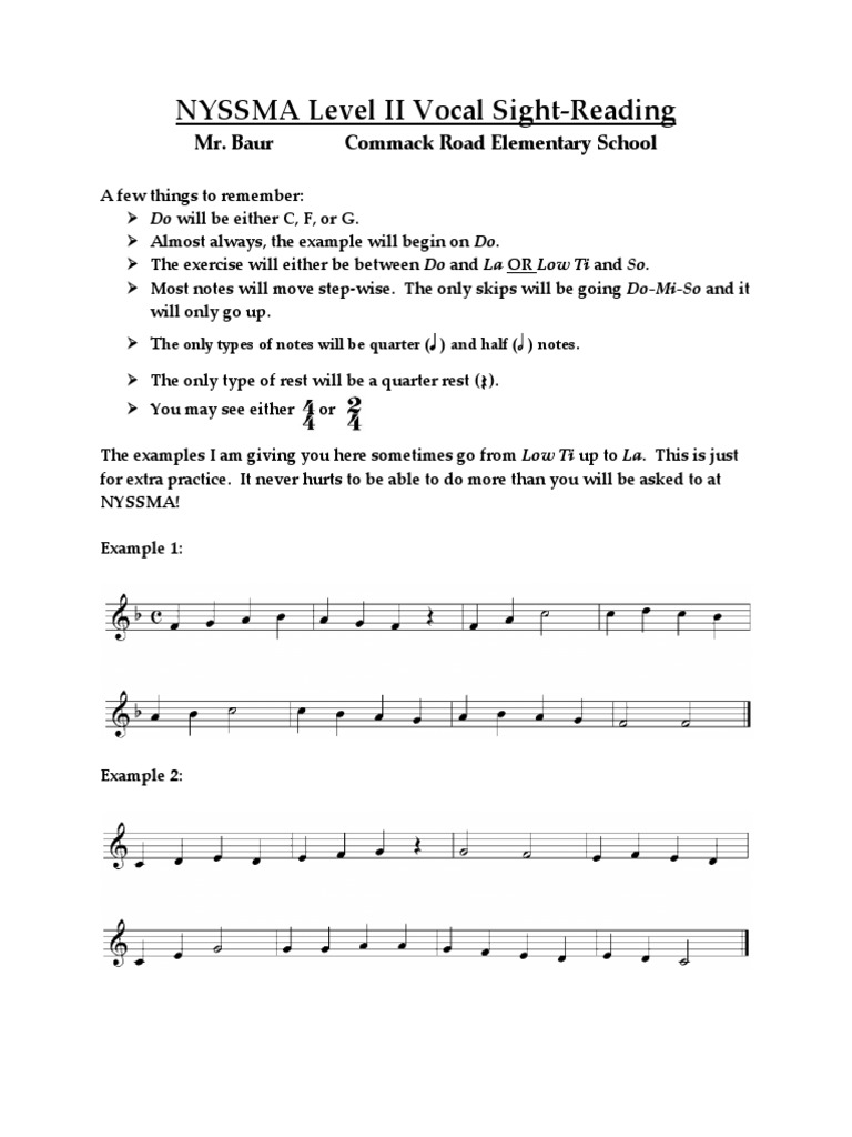 Sight Singing Practice - Level 2 | PDF