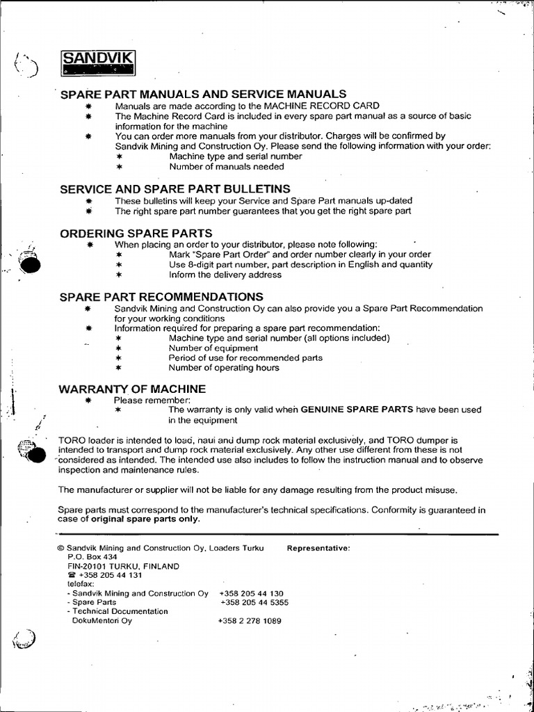 Spare Parts Manual PDF | PDF