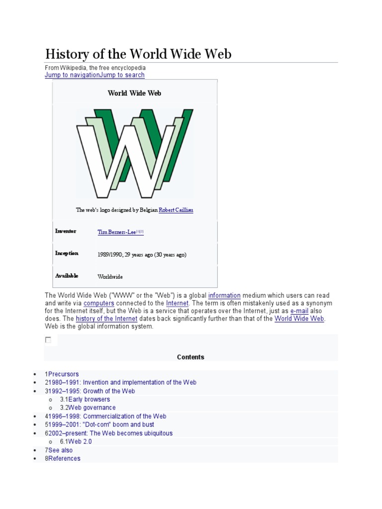 History of The World Wide Web | PDF | World Wide Web | Internet & Web