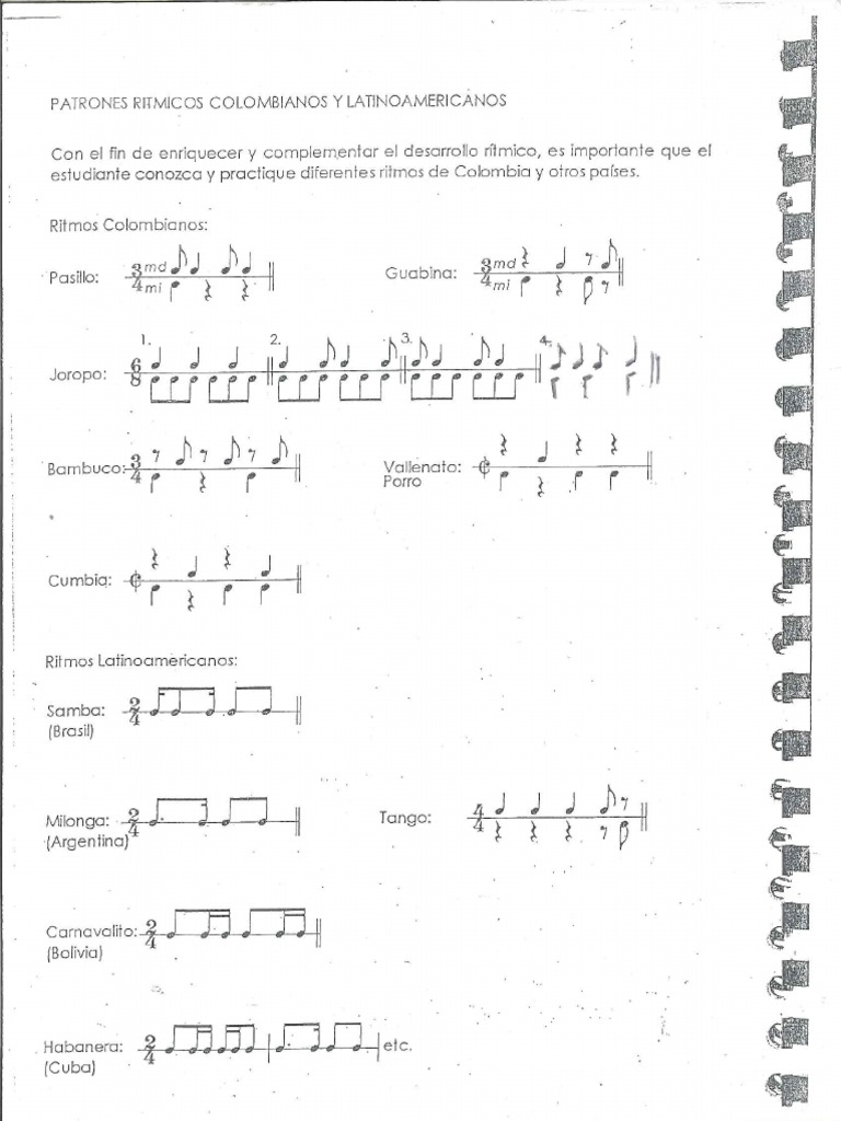 Patrones Ritmicos Colombia | PDF