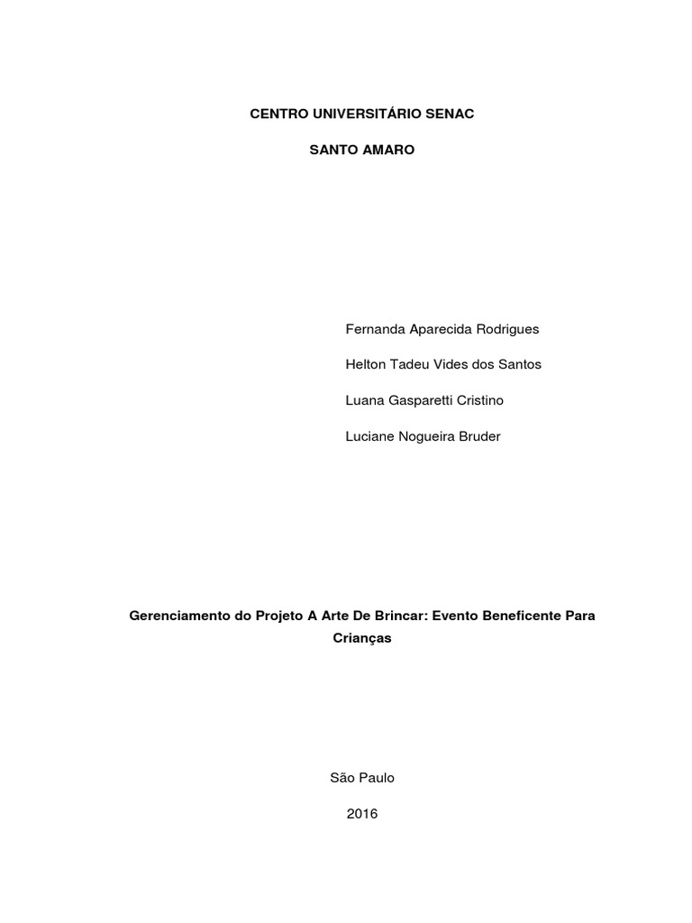 TCC - A Arte de Brincar - PMI14 - G3 PDF | PDF | Business