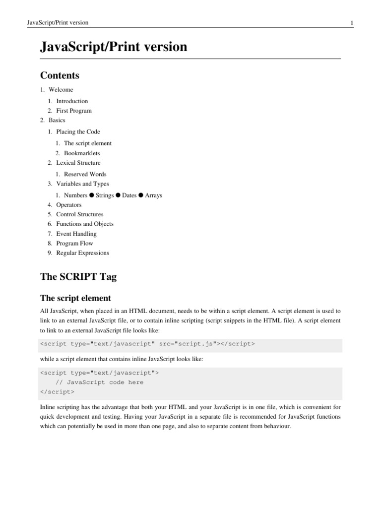 Javascriptprint Version The Script Element Pdf Java Script Html