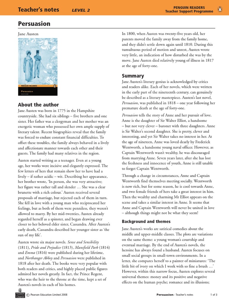 Persuasion: Teacher's Notes | Download Free PDF | Persuasion (Novel ...