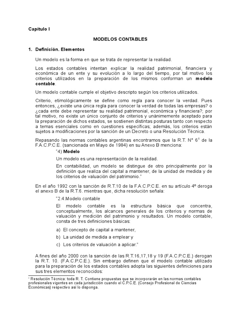 01) Capítulo I Modelos Contables | PDF | Capital (economía) | Contabilidad