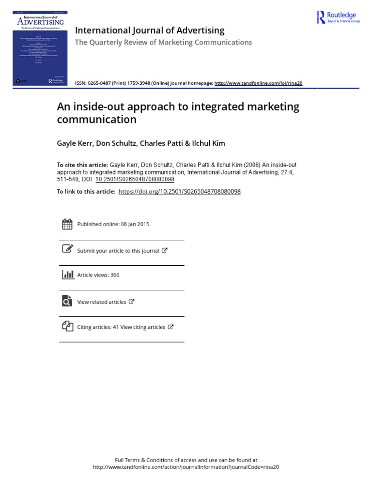 An Inside Out Approach To Integrated Marketing Communication | PDF ...
