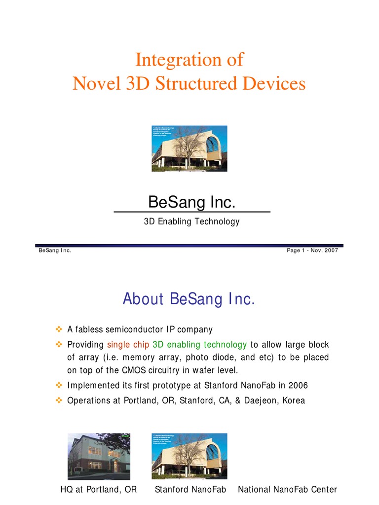 Integration of Novel 3D Structured Devices: Besang Inc | PDF | Wafer ...