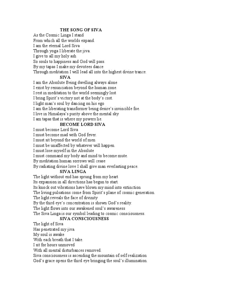 Siva Poems | Download Free PDF | Shiva | Soul
