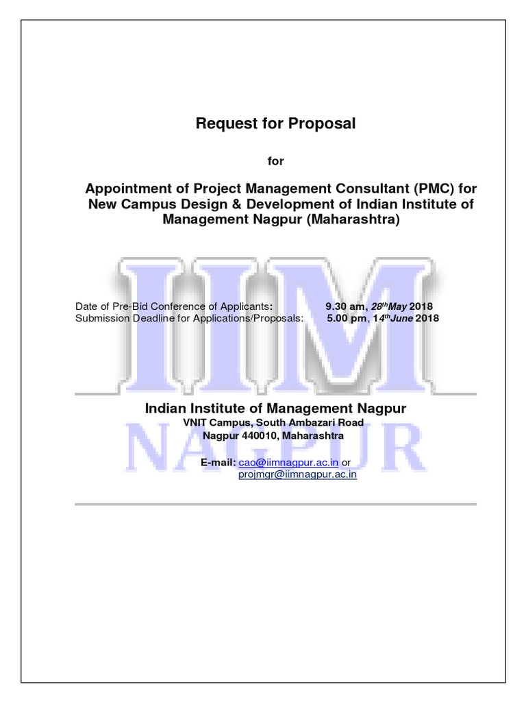 RFP For PMC IIMN Project 2018 19 01 | PDF | Request For Proposal ...