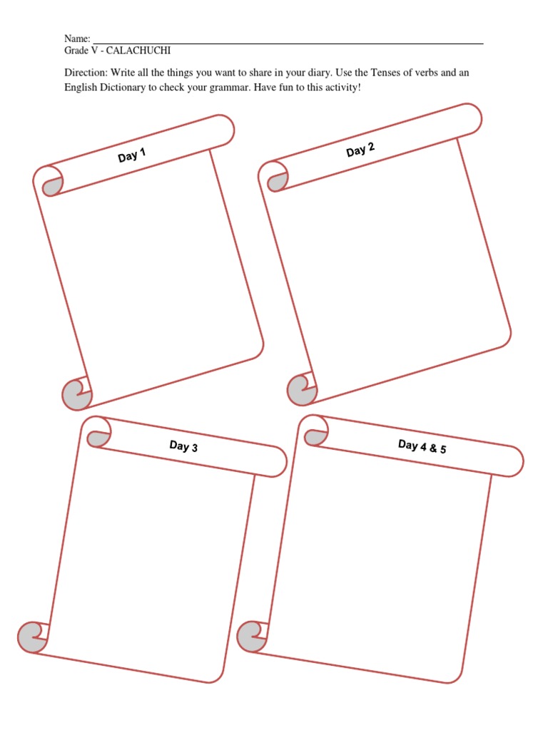 Activity in English - Diary | PDF