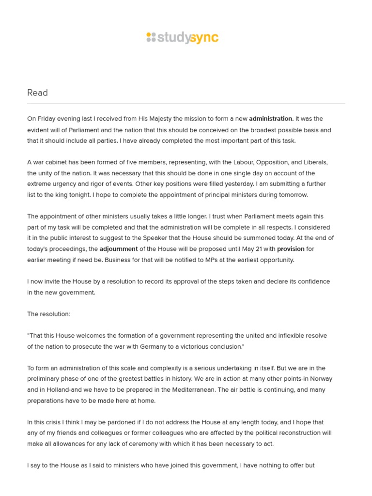 StudySync - Read - Blood, Toil, Tears and Sweat | PDF | Public Sphere ...