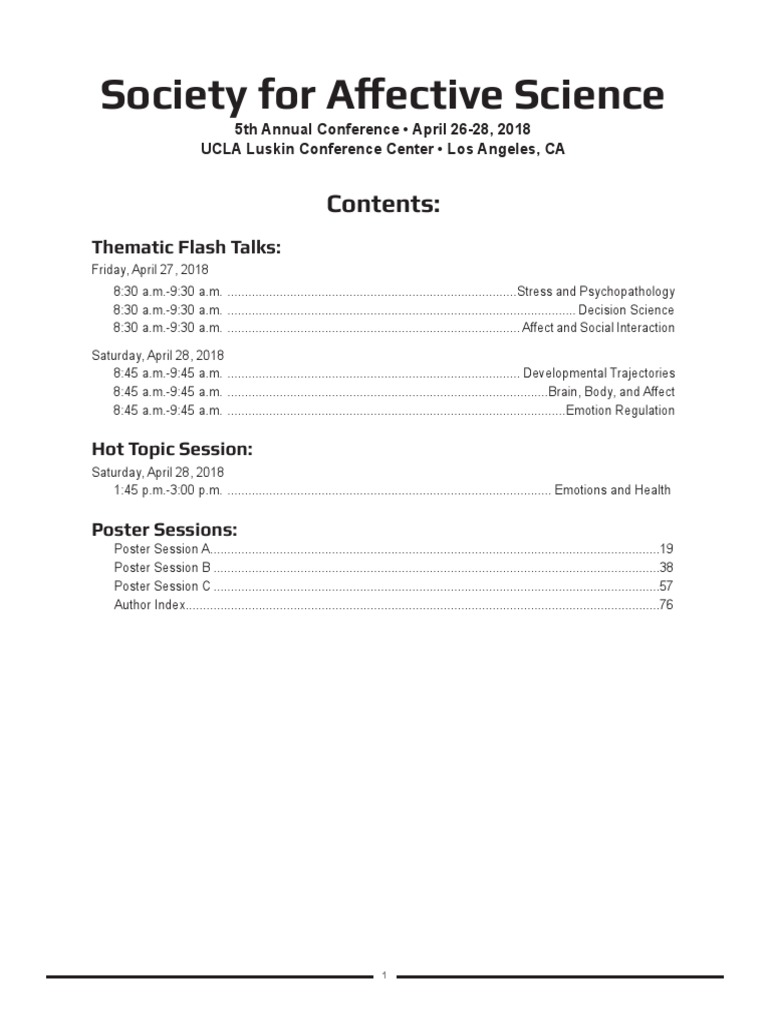 2018 SAS Abstract Book C 0 PDF | PDF | Affect (Psychology) | Impulsivity