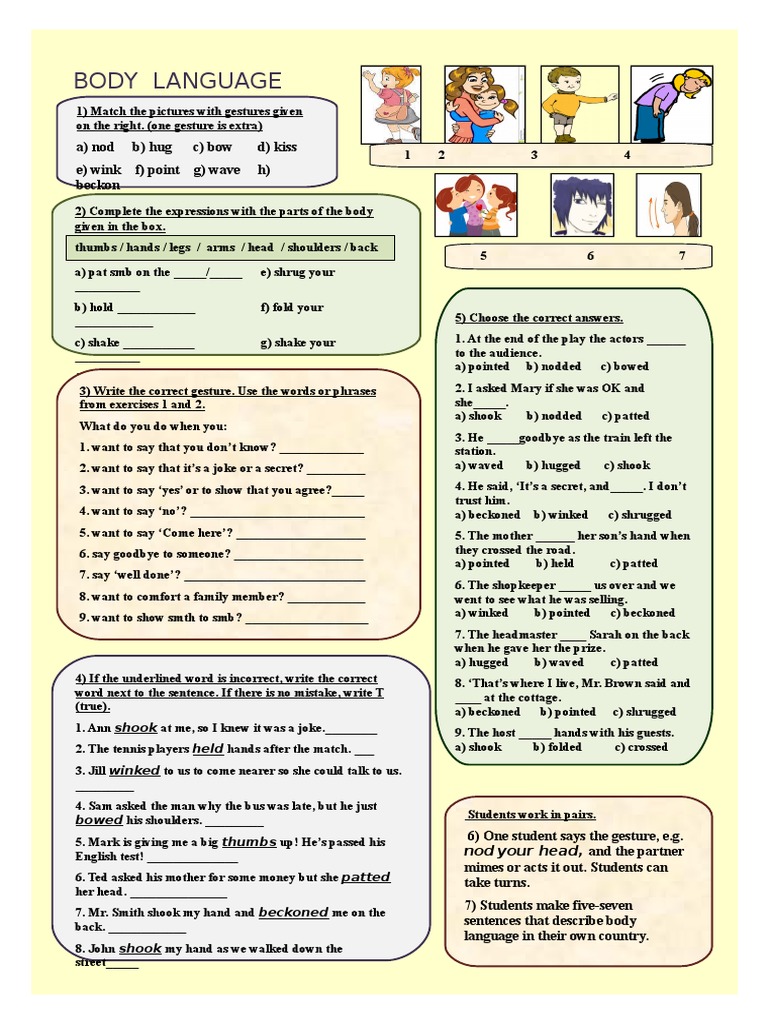 Body Language Vocabulary | PDF | Body Language | Gesture