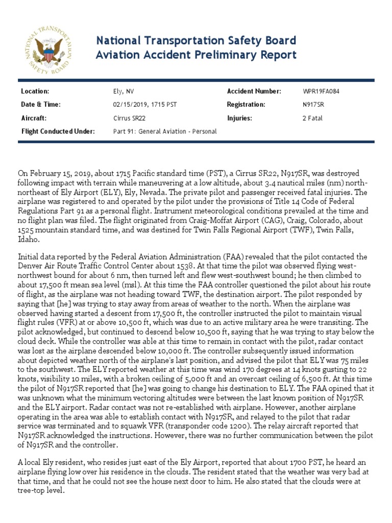 NTSB Report | PDF | Visual Flight Rules | Transponder (Aeronautics)