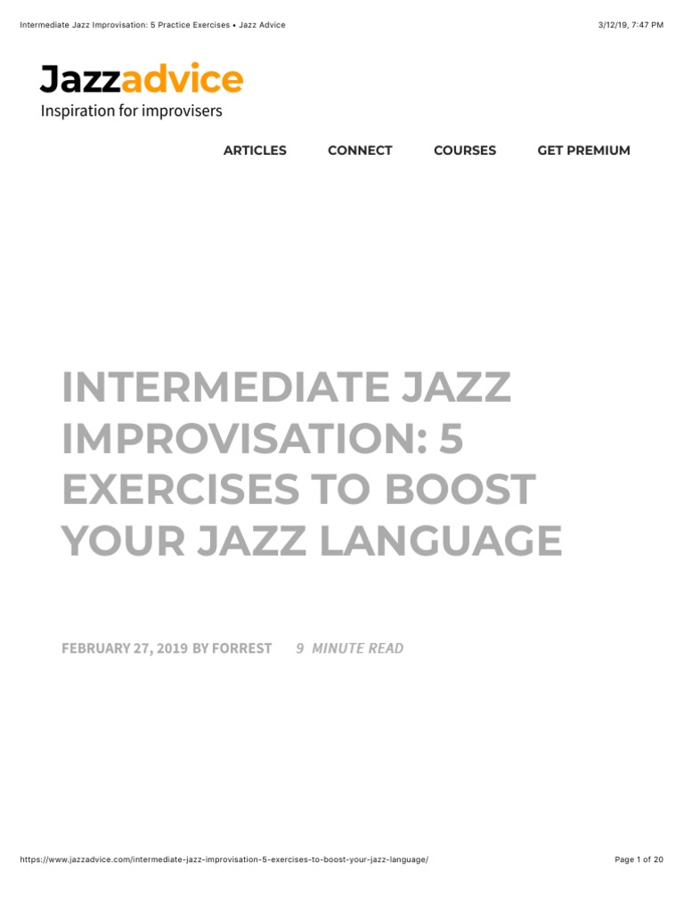 Intermediate Jazz Improvisation: 5 Practice Exercises | PDF | Jazz ...
