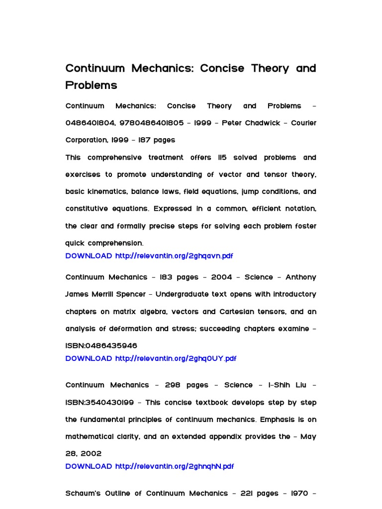 Livros de Mecanica Do Continuo | PDF | Continuum Mechanics | Tensor