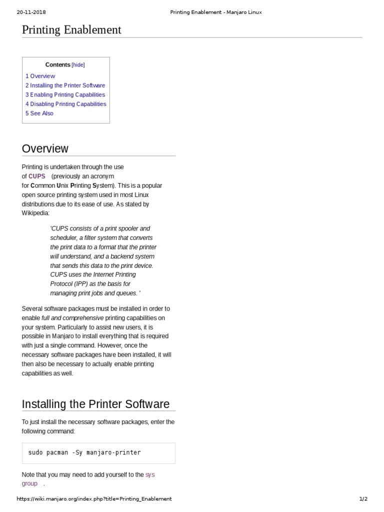 Printing Enablement - Manjaro Linux | PDF | Areas Of Computer Science ...