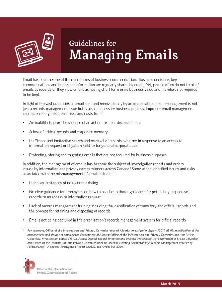 Email Guidelines Developed by Alberta's Privacy Commissioner | PDF ...
