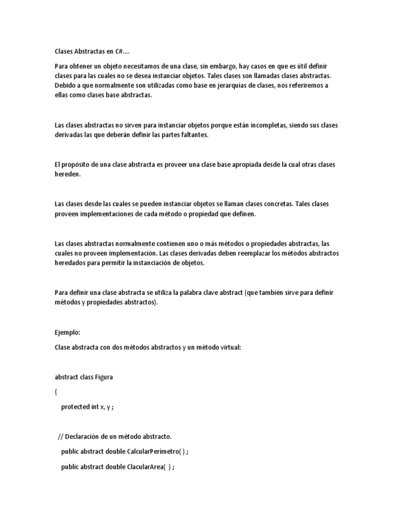Clases Abstractas | PDF | Objeto (informática) | C