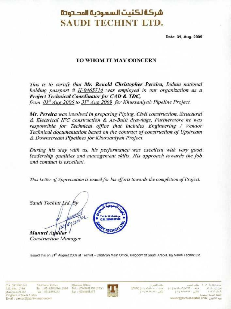 Project Management Certificate Template Experience Certificate Sample ...