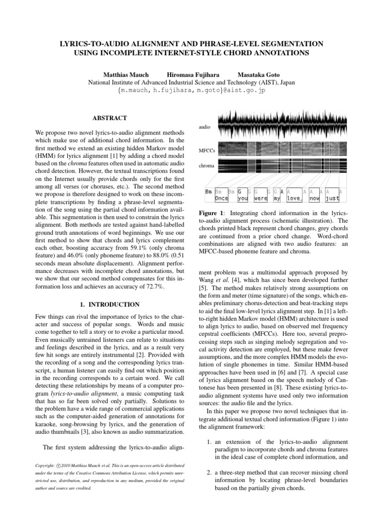 Lyrics-To-Audio Alignment and Phrase-Level Segmentation Using Incomplete Internet-Style Chord ...