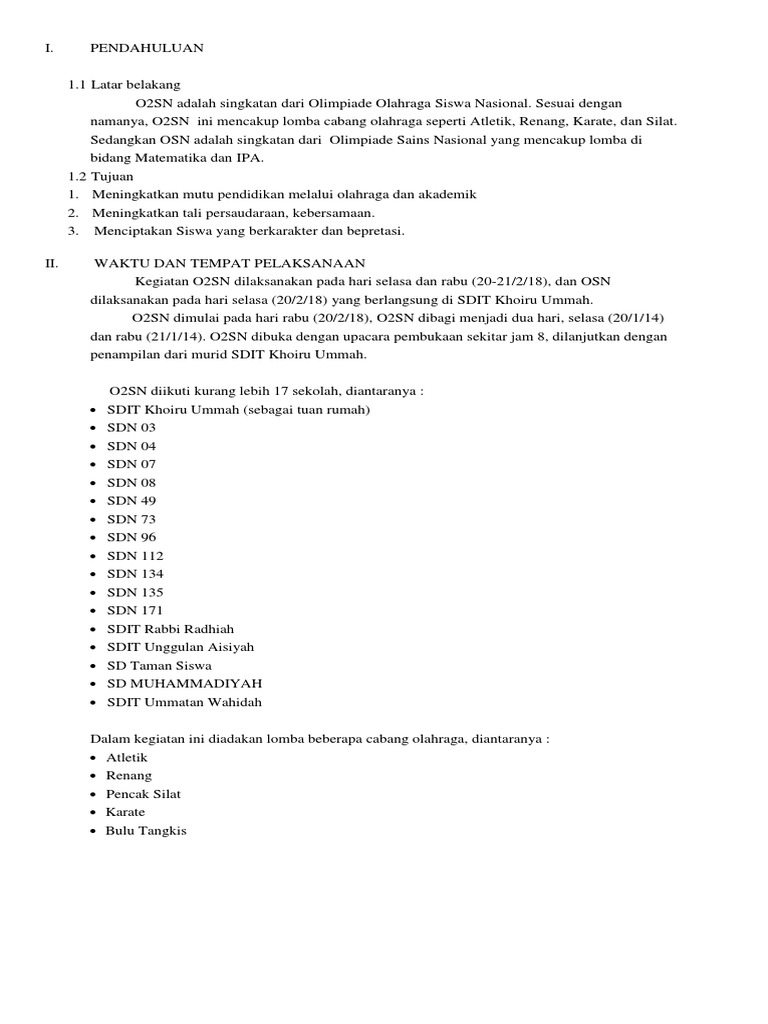 Laporan O2SN DAN OSN | PDF