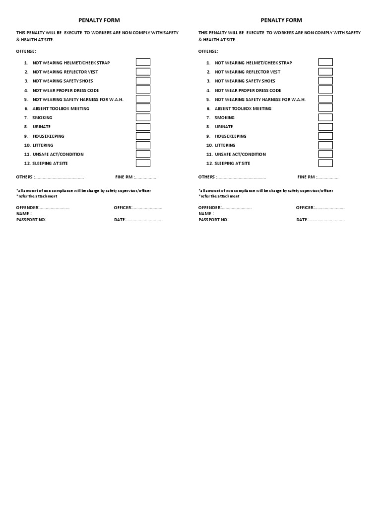 Penalty Form Penalty Form | PDF | Clothing