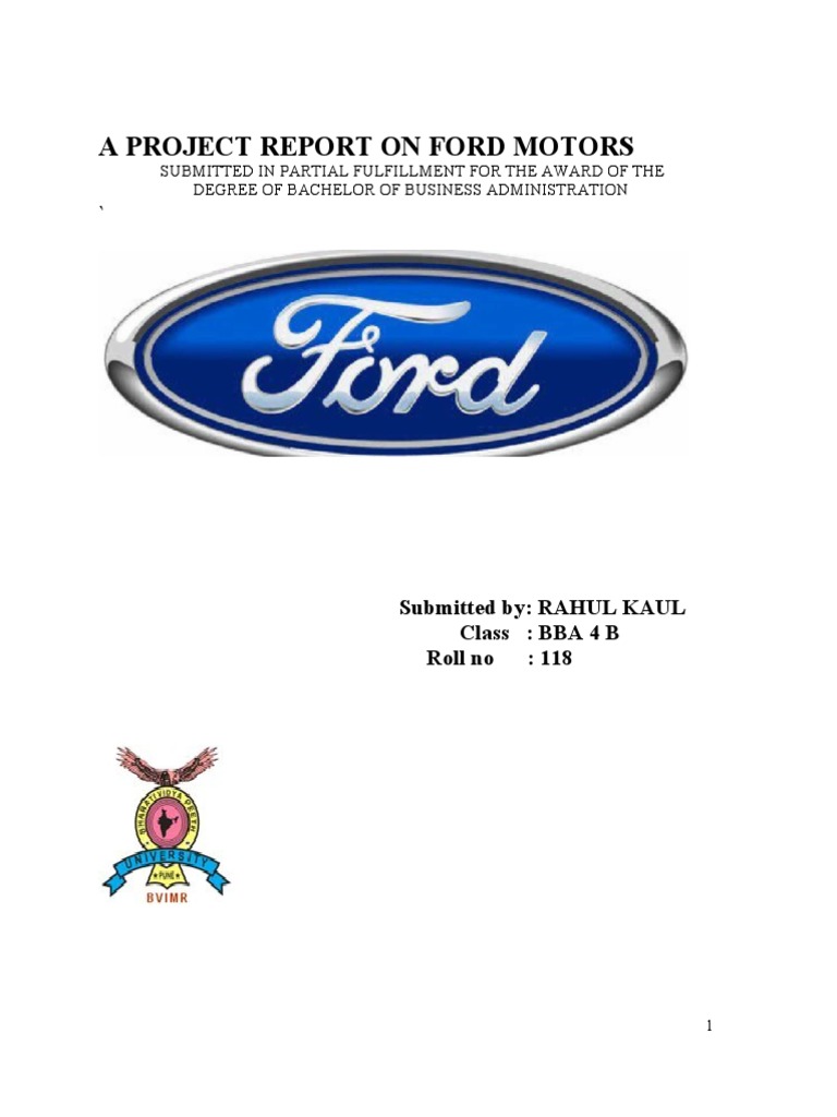 Ford Motors Project Report Overview | PDF | Ford Motor Company | Hybrid ...