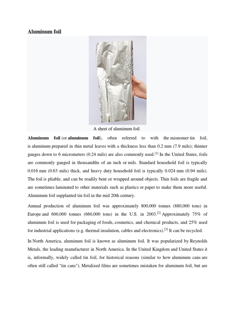 Aluminum Foil: Aluminum Foil (Or Aluminum Foil), Often Referred To With ...