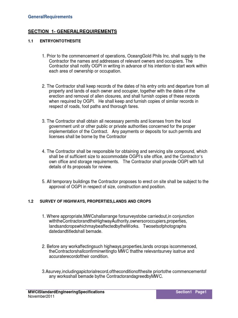 SES 1 General Requirements 2011 Version | PDF | General Contractor ...