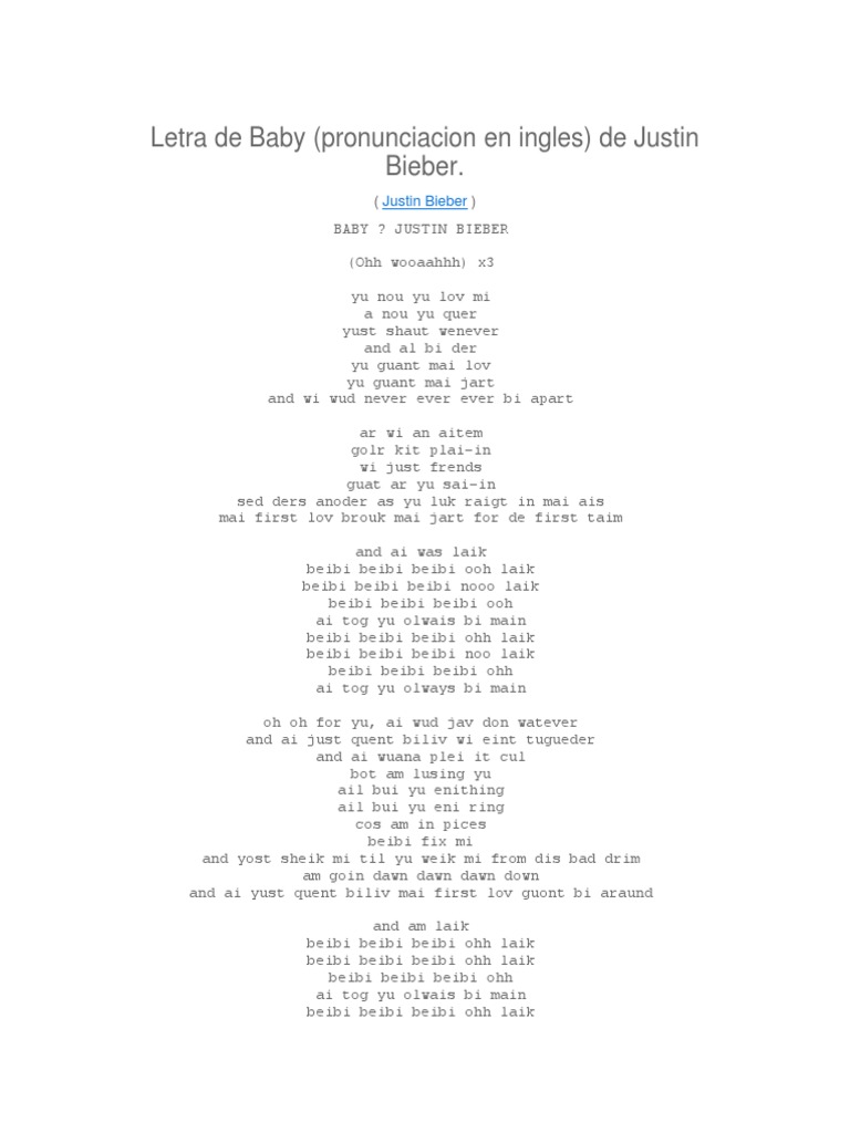 Letra de Baby | PDF