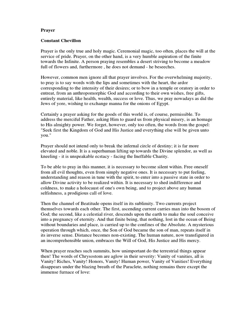 Prayer Constant Chevillon | PDF | Prayer | Love