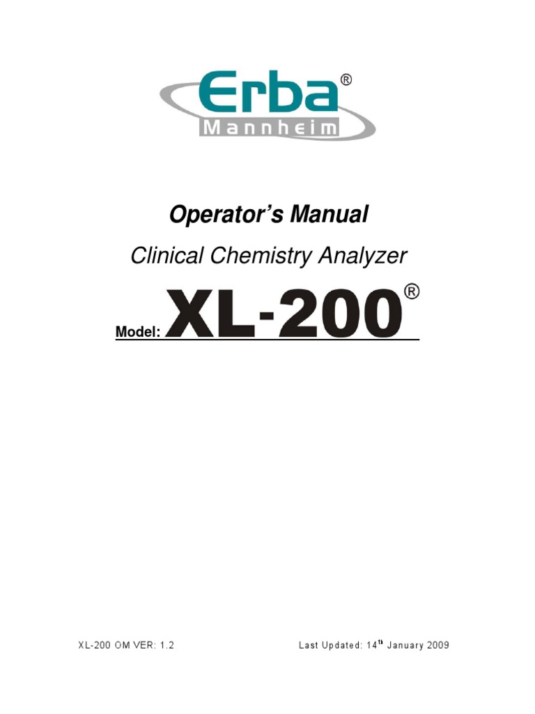 XL-200 Clinical Chemistry Analyzer Manual | PDF | Barcode | Assay