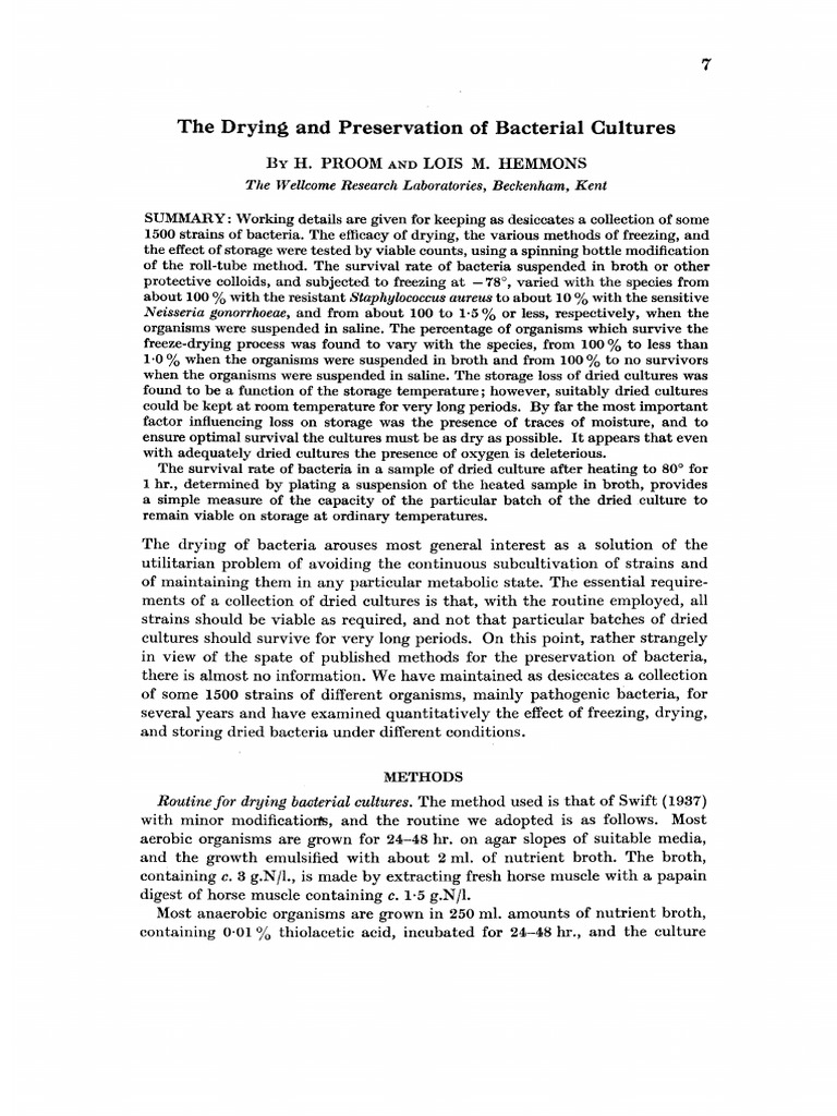 Drying and Preservation of Bacteria | PDF | Growth Medium | Bacteria