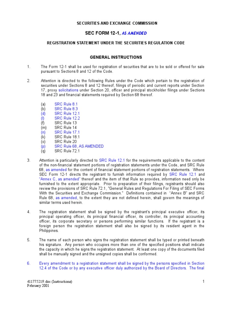SECForm 12-1 - As Amended | PDF | Securities (Finance) | U.S ...