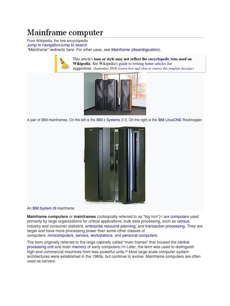 Mainframe Computer: Jump To Navigationjump To Search | PDF