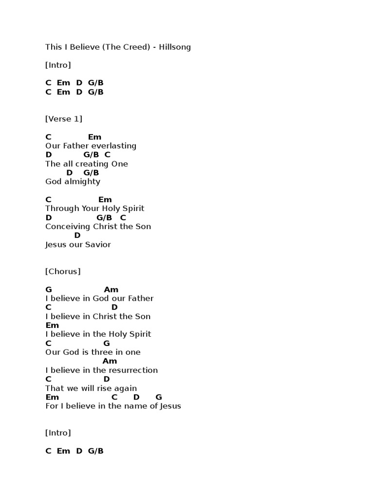 This I Believe The Creed Chords Pdf Resurrection Of Jesus Jesus