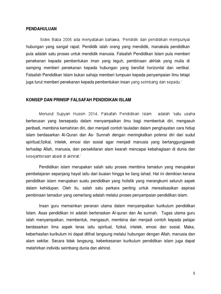 Falsafah Pendidikan Islam, Sidek Baba | PDF