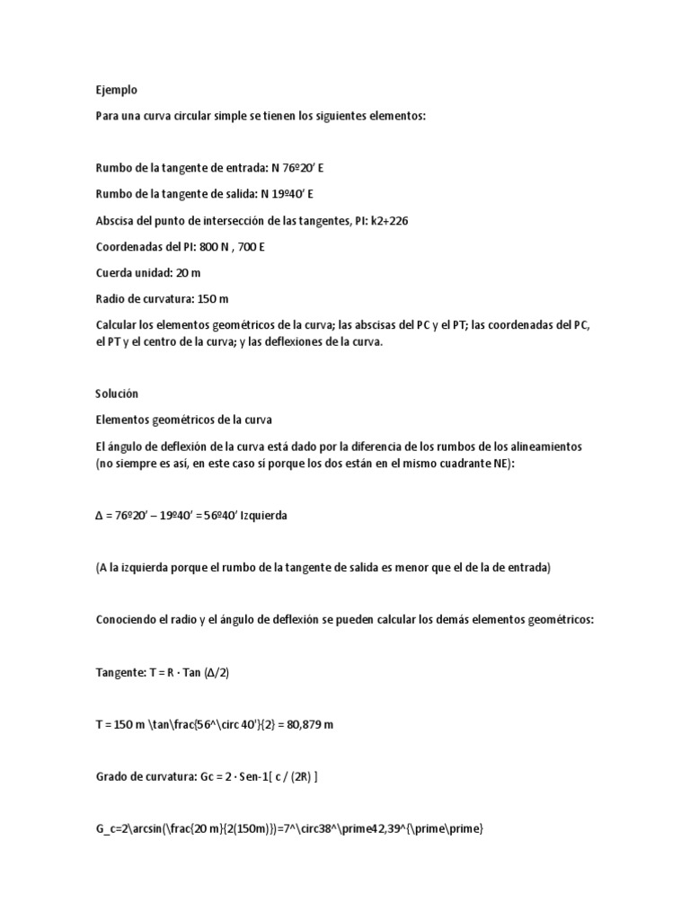 Ejemplo Curva Simple | PDF | Curva | Tangente