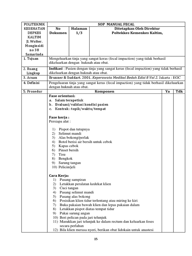 Prosedur Manual Fekal untuk Fecal Impaction | PDF | Sains & Matematika