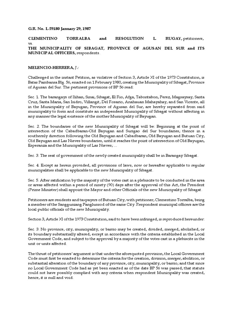 G.R. No. L-59180 January 29, 1987 Clementino Torralba and Resolution L ...