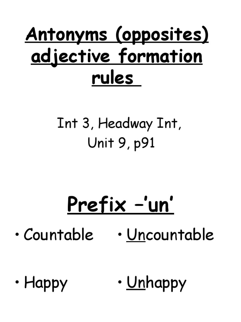 Adjective Antonym Formation Rules | PDF