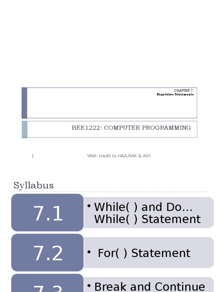 CHAPTER 7-Repetitive Statements | Download Free PDF | Control Flow ...