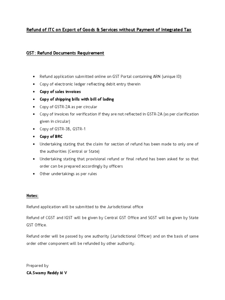GST Refund Documentation | PDF